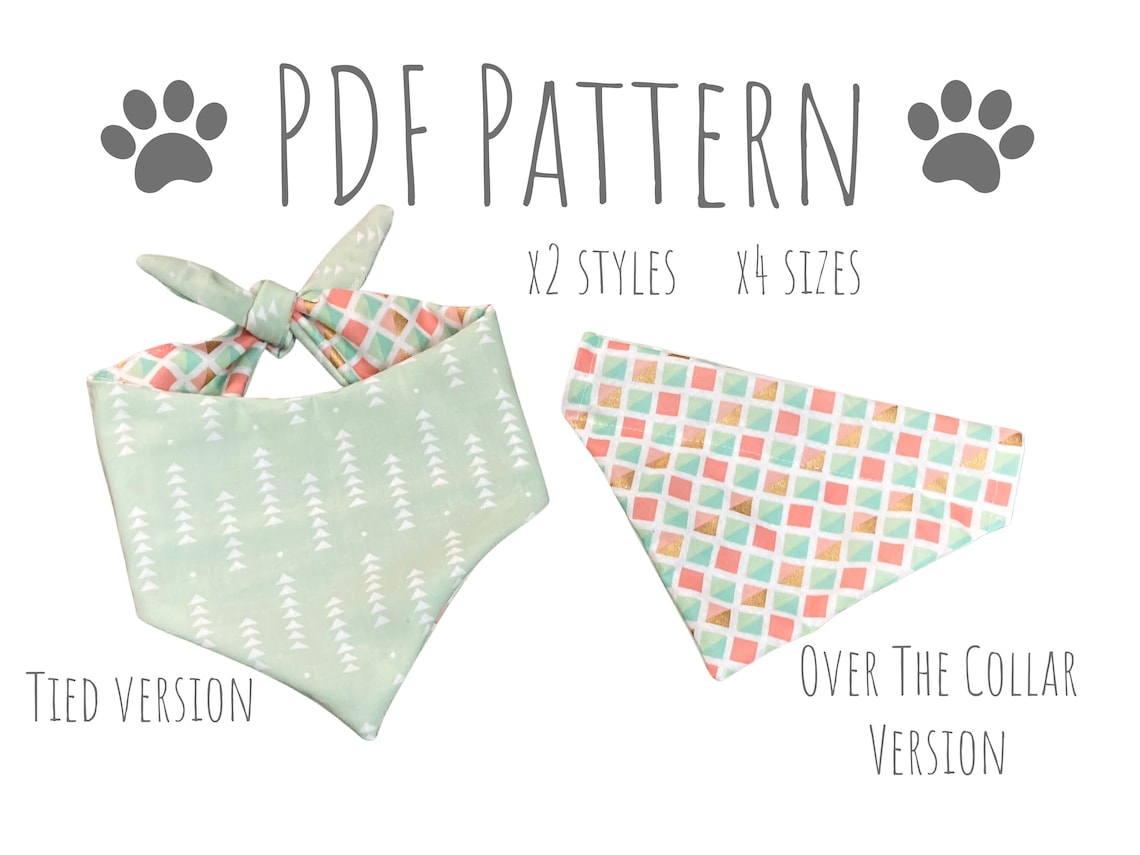 Two Styles Bandana PDF Pattern/tutorial Reversible Over the - Etsy