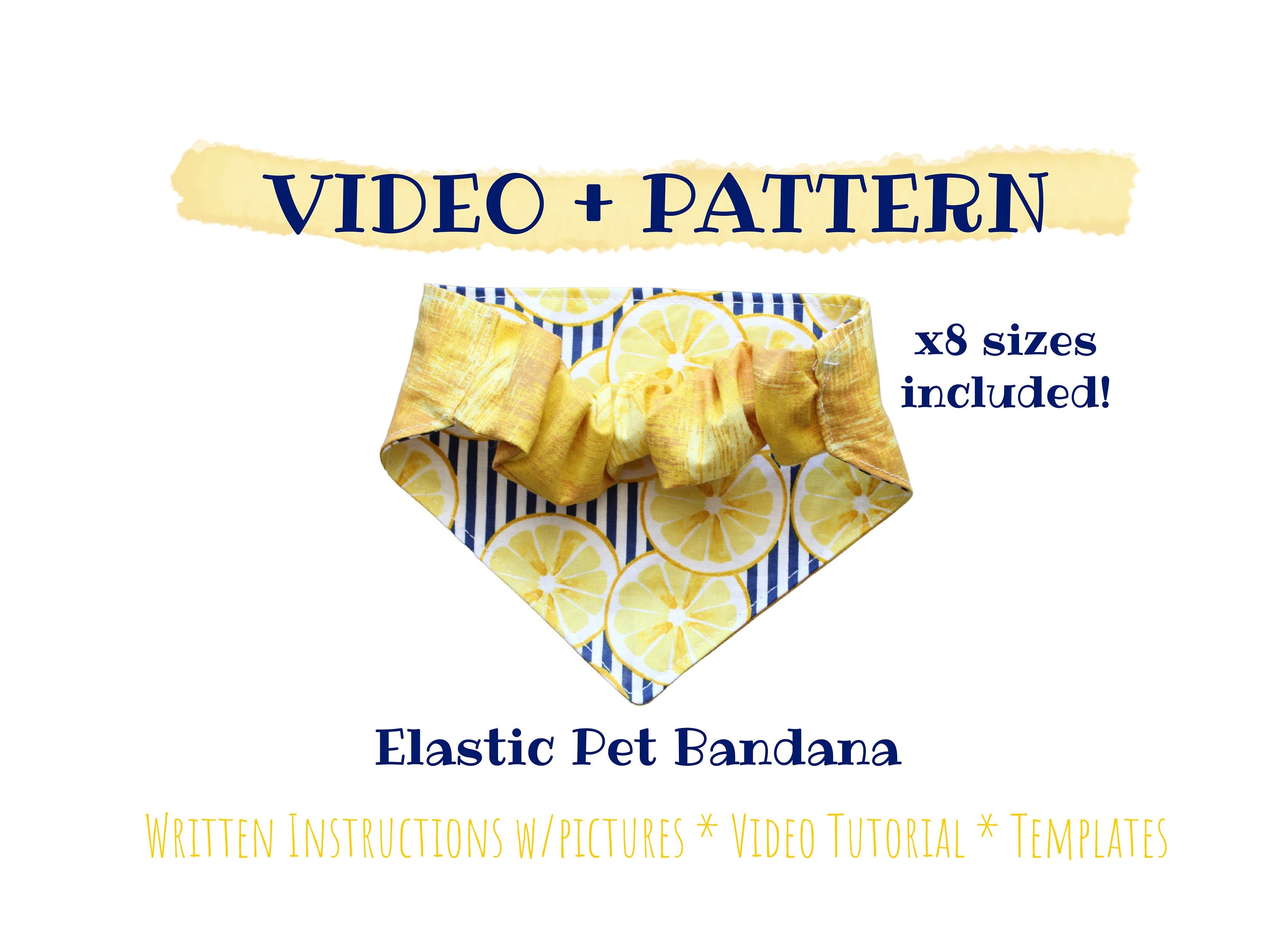 PDF PATTERN Elastic Scrunchie Style Dog Bandana Tutorial - Etsy