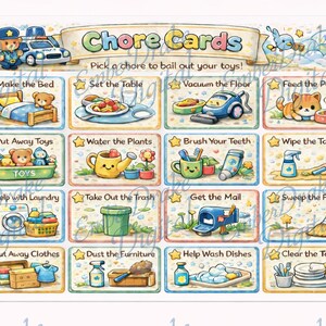 Toy Jail Chore Chart Printable, Cute Police Animals Bail Out Toys ...