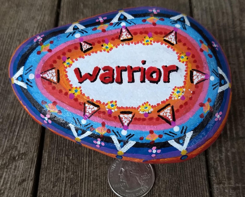 Warrior: Hand-painted Rock Paperweight, Unique Inspirational Gift ...