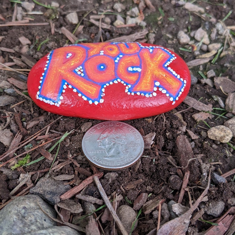 YOU ROCK Hand-painted Beach Rock Paperweight, Decoration, Garden Décor ...