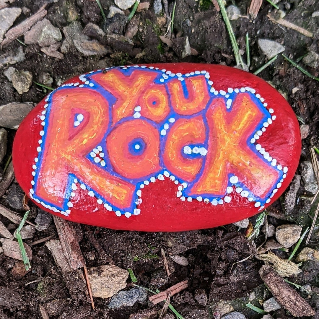 YOU ROCK! Hand-painted Beach Rock Paperweight, Decoration, Garden Décor ...