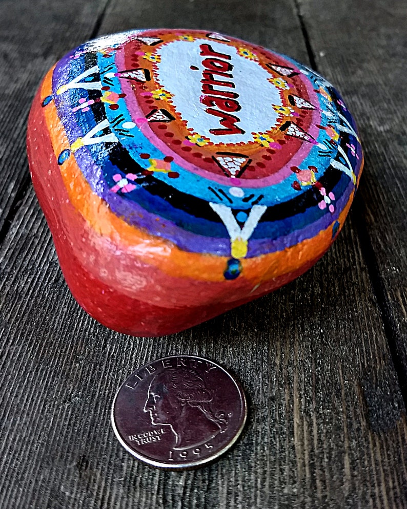Warrior: Hand-painted Rock Paperweight, Unique Inspirational Gift ...
