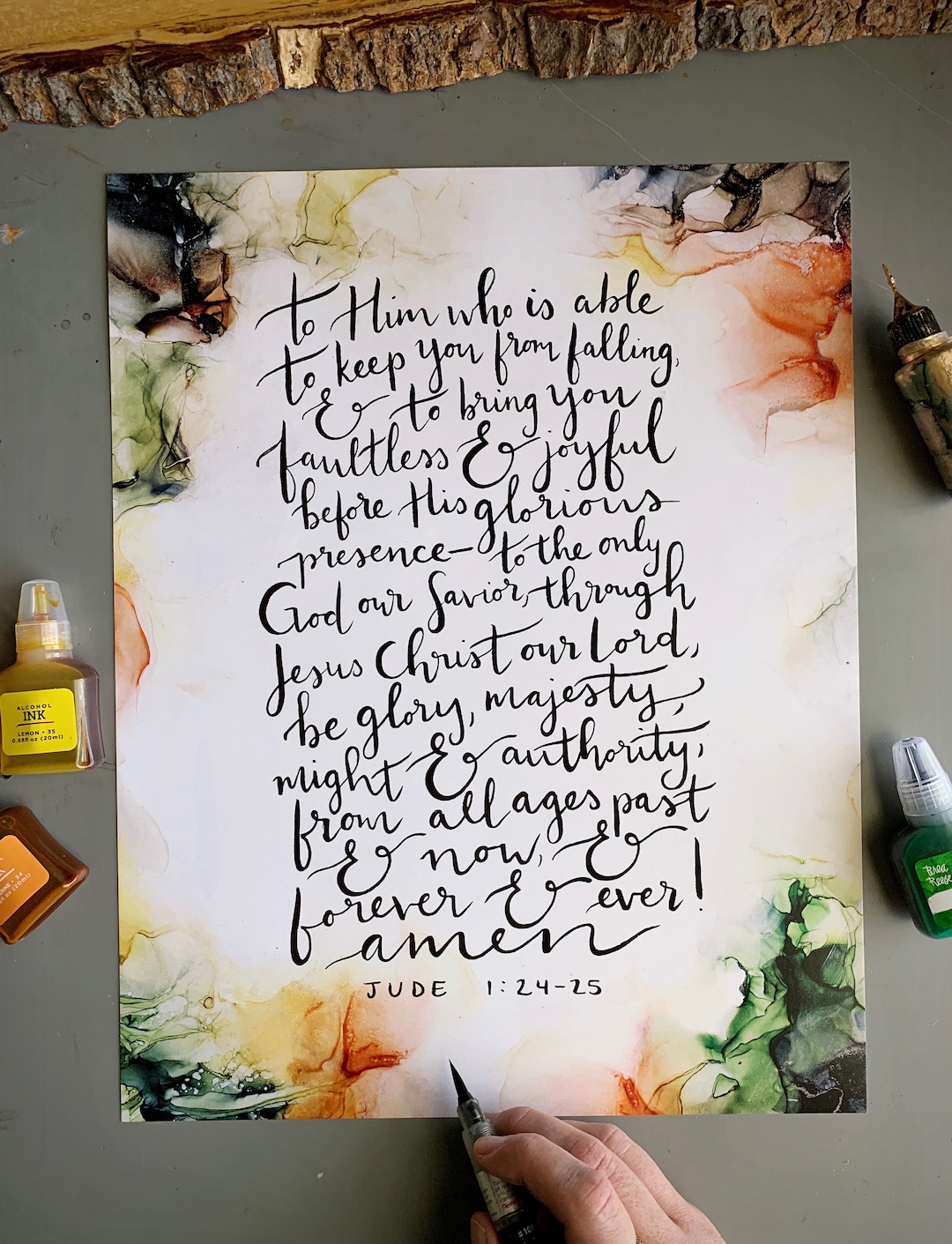 Jude 1 Bible Verse Wall Art, Alcohol Ink Abstract Painting, Christian ...