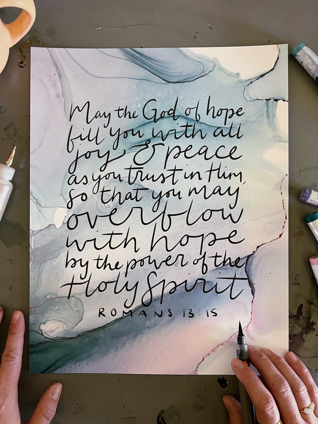 Romans 15:13 Bible Verse Wall Art, God of Hope Christian Poster ...