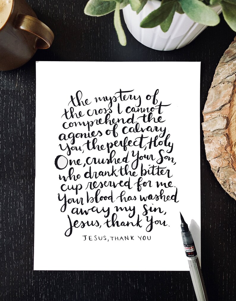 Jesus Thank You Hymn Christian Wall Art 8x10 Calligraphy - Etsy