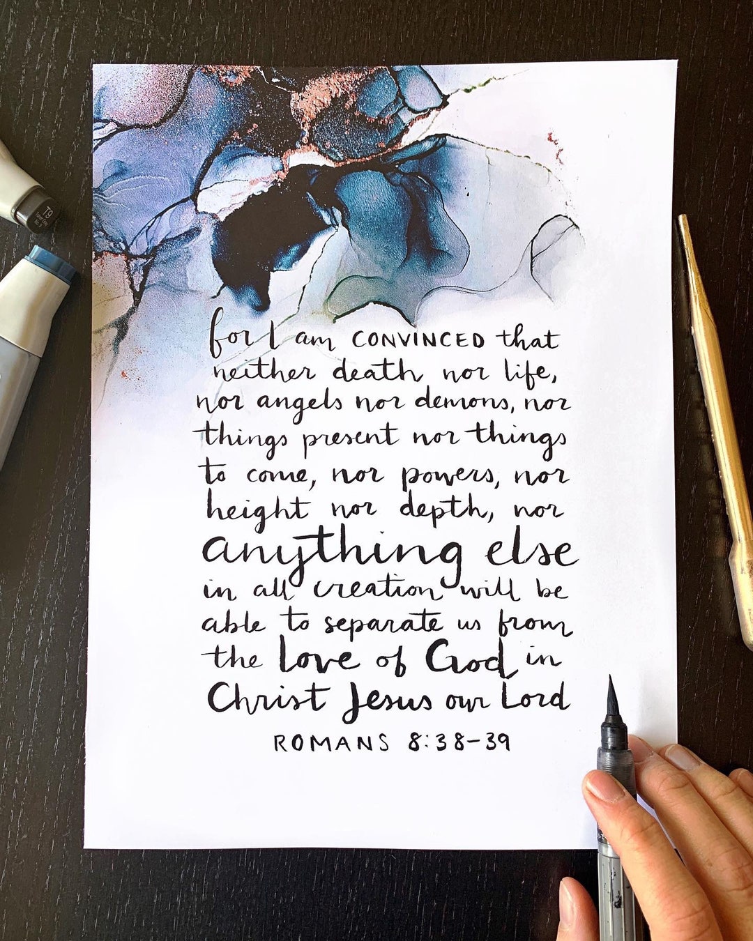 Romans 8:38-39 Bible Verse Wall Art, Alcohol Ink Painting, Fluid Art ...