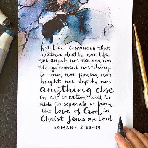 Romans 8:38-39 Bible Verse Wall Art Alcohol Ink Painting | Etsy