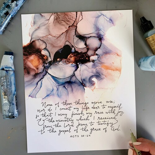 Joshua 1:9 Bible Verse Wall Art Alcohol Ink Painting - Etsy