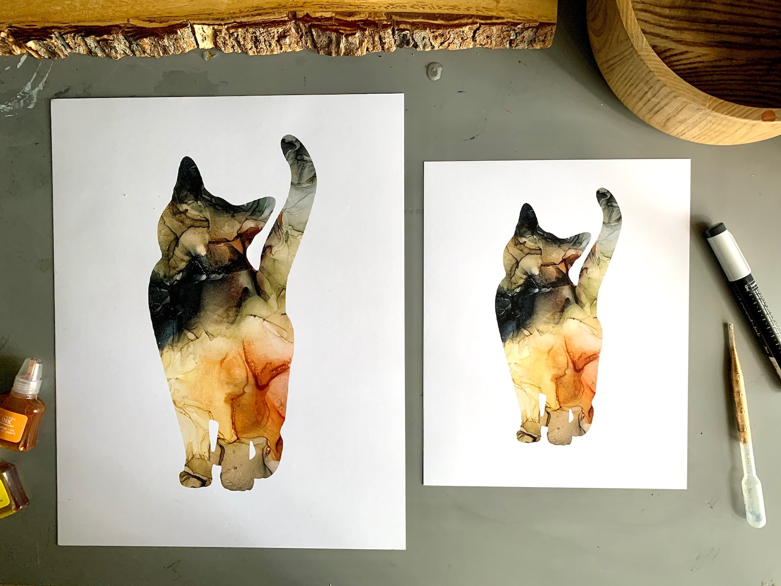 Cat Painting Alcohol Ink Fluid Art Abstract Cat Wall Decor - Etsy