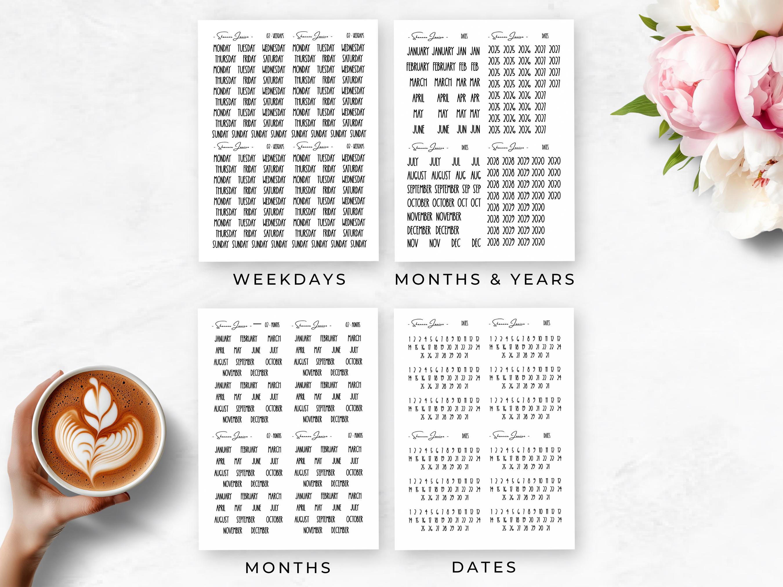 Dates Bundle Printable Planner Stickers Dates for Happy Planner Erin ...