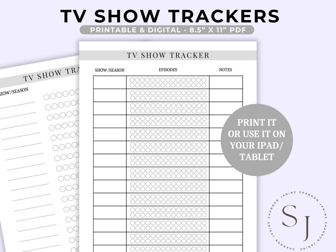 TV Show Tracker | Printable Journal Page | Digital iPad Planner ...