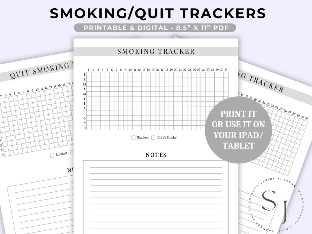 Smoking Tracker | Printable Journal Page | Digital iPad Planner ...