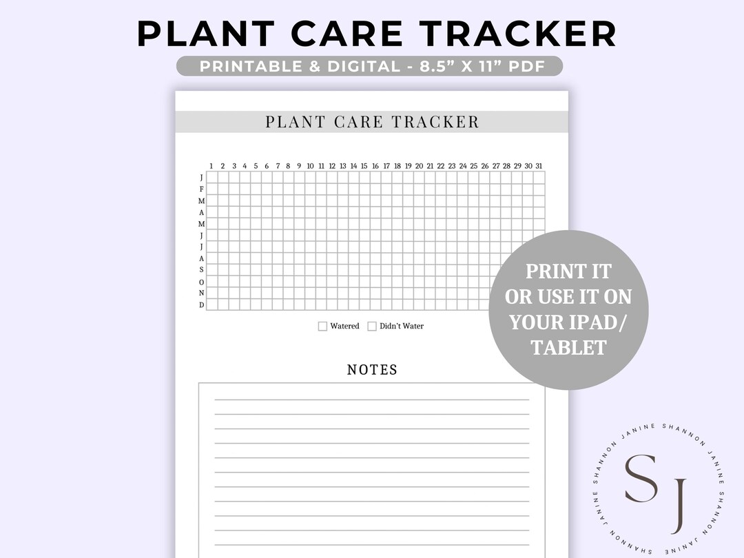 Plant Care Tracker | Printable Journal Page | Digital iPad Planner ...