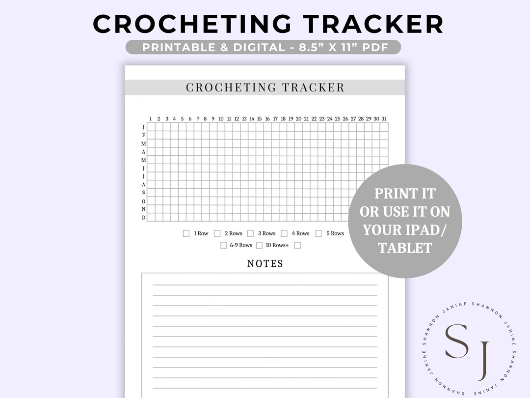 Crochet Tracker Printable Journal Page Digital iPad Planner Printable ...