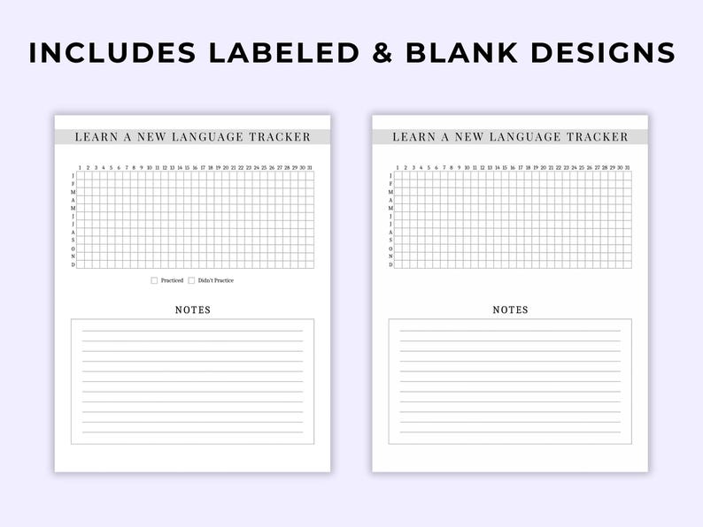 Language Tracker | Printable Journal Page | Digital iPad Planner ...