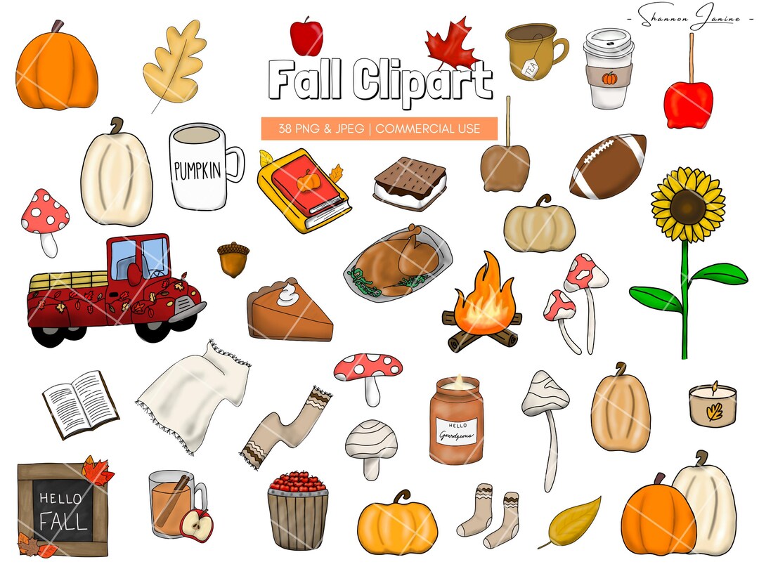Fall Autumn Clip Art | Hand Drawn | Fall Doodle Clipart | Commercial ...