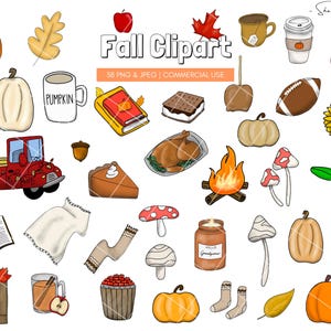 Fall Autumn Clip Art | Hand Drawn | Fall Doodle Clipart | Commercial ...