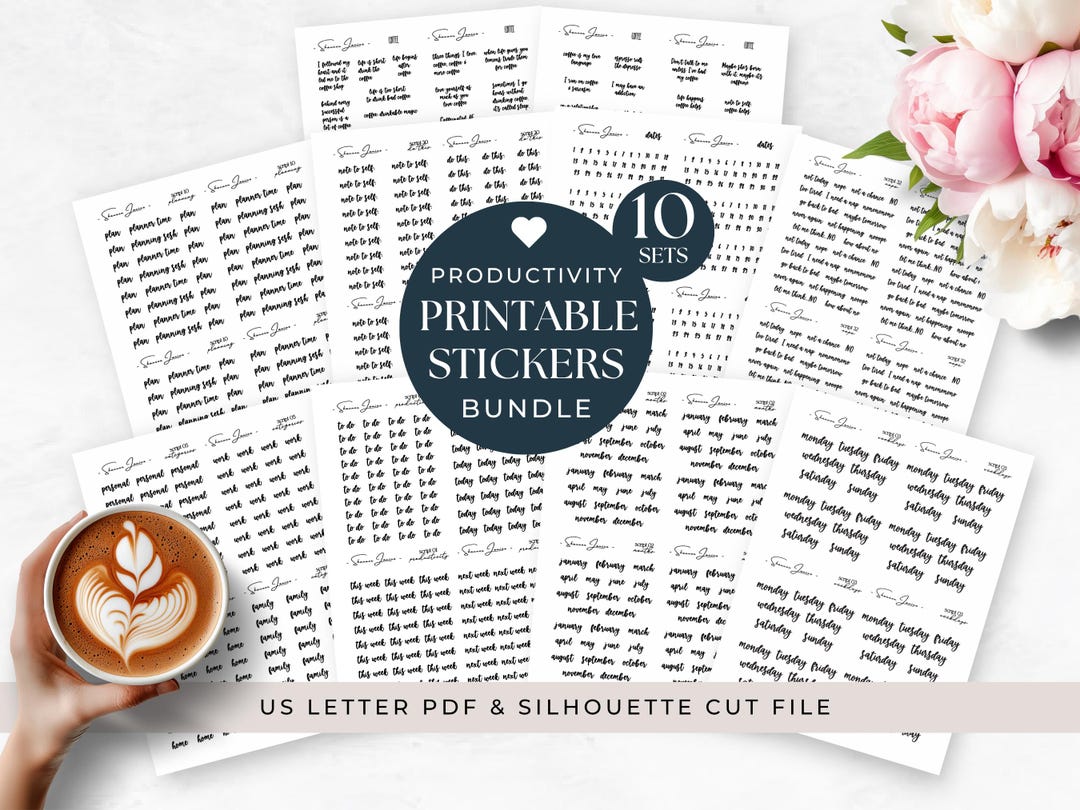 Productivity Bundle Printable Planner Stickers for Happy Planner Erin ...