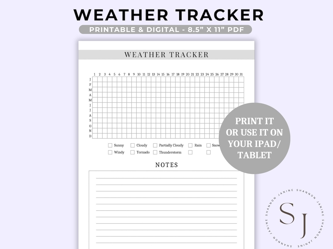 Weather Tracker | Printable Journal Page | Digital iPad Planner ...