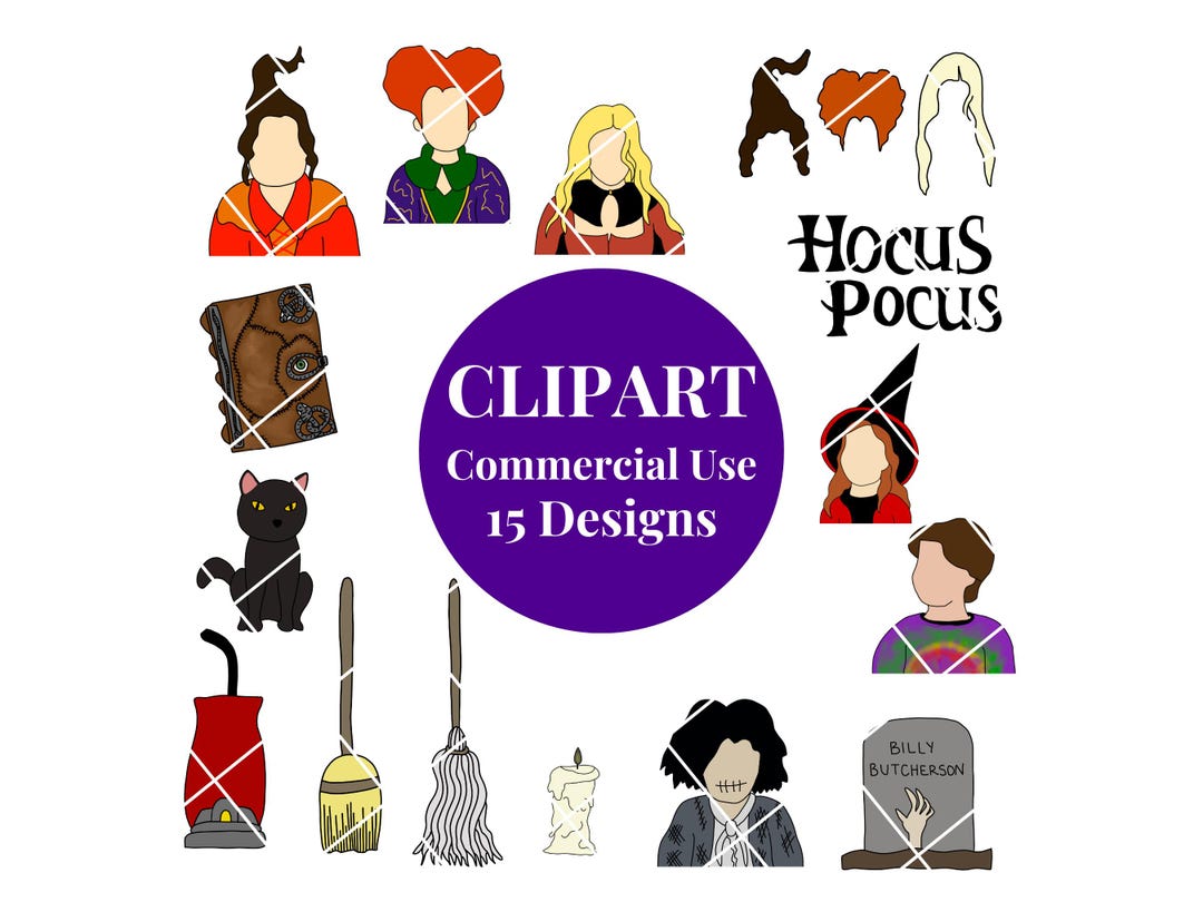 Hocus Pocus Clip Art Hand Drawn Fall Doodle Clipart Commercial ...