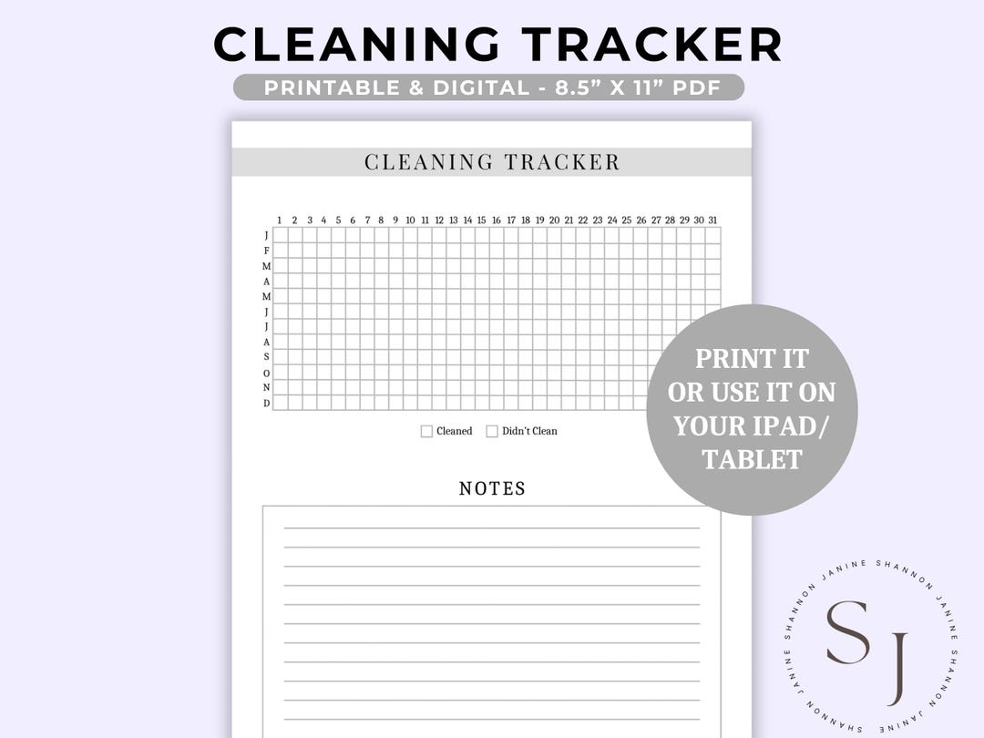 Cleaning Tracker Printable Journal Page Digital iPad Planner Printable ...