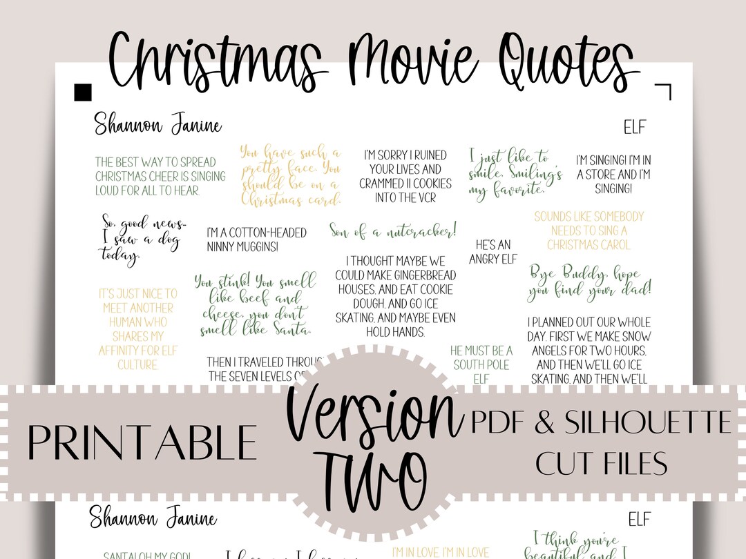 Christmas Movie Quotes V2 | Printable Planner Stickers | Christmas ...