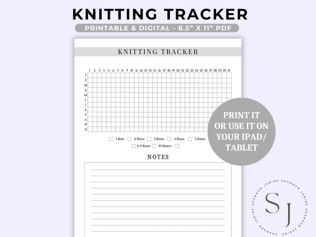 Knitting Tracker Printable Journal Page Digital iPad Planner Printable ...