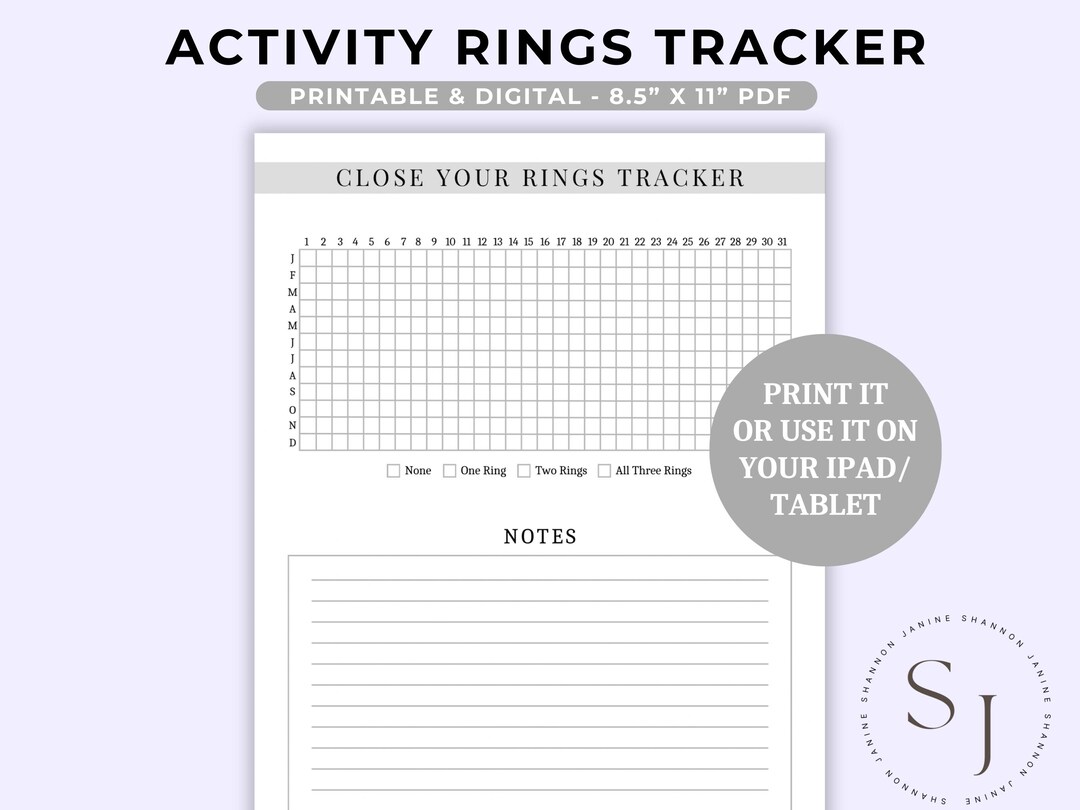 Activity Rings Tracker | Printable Journal Page | Digital iPad Planner ...