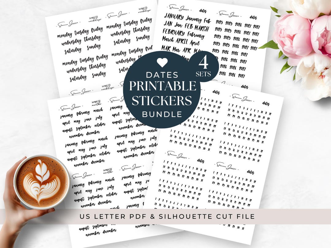 Dates Bundle Printable Planner Stickers Dates for Happy Planner Erin ...