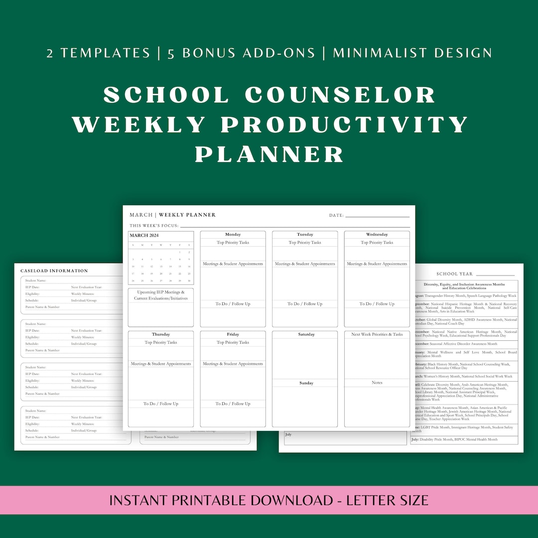 School Counselor Planner, School Counseling, Minimalist Design, SY23-24 ...
