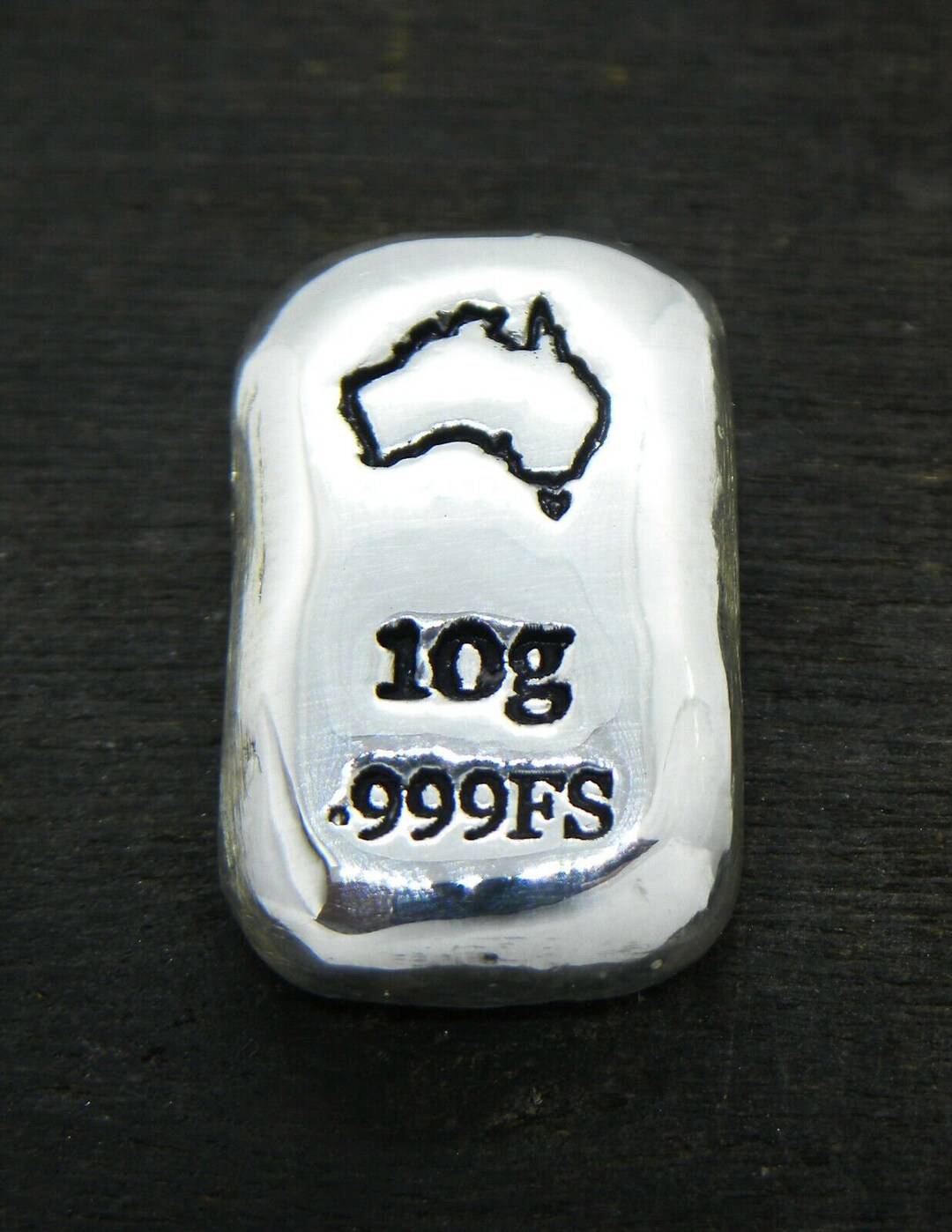 10g Fine Silver Bar .999 - Australia Map - Hand Poured - Hand Stamped ...