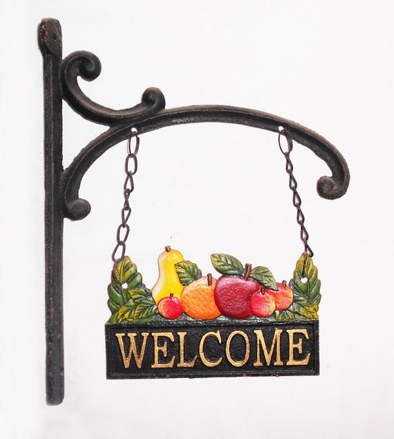Cast Iron Welcome Sign Fruit Salad Cafe Restaurant Shop Decor | Etsy