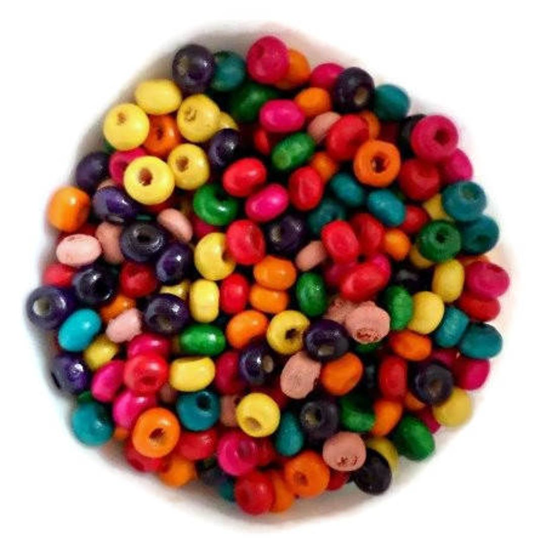 50 Grams of 4 X 2 Mm Multi-colored Wooden Beads in the Shape of an ...