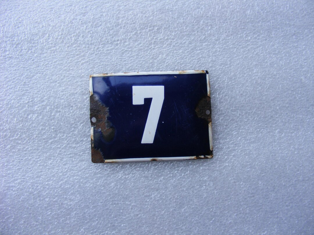 Vintage Enamel Metal Plate Number 7 12 Cm 4.7 In X 9 Cm 3.5 In Door ...