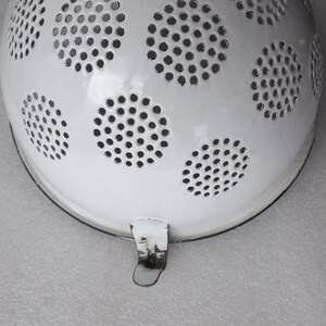 Vintage Еnamel Colander With Long Handle, Enamel Ware Kitchen Utensil ...