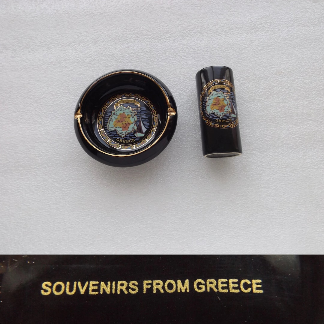 Beautiful Souvenir Set Ashtray and Cigarette Holder, THASSOS, Made in ...