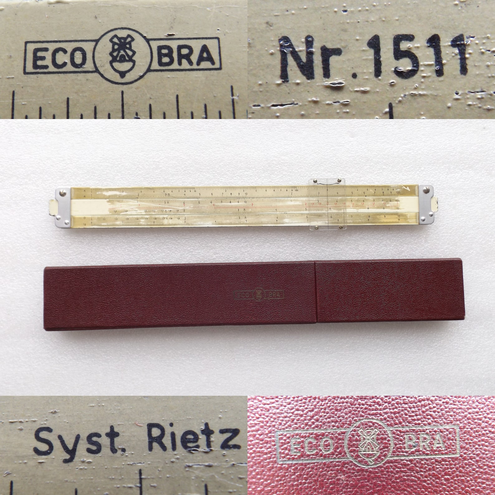 Vintage Slide Rules Eco Bra Syst Rietz Number 1511 in Original Case ...