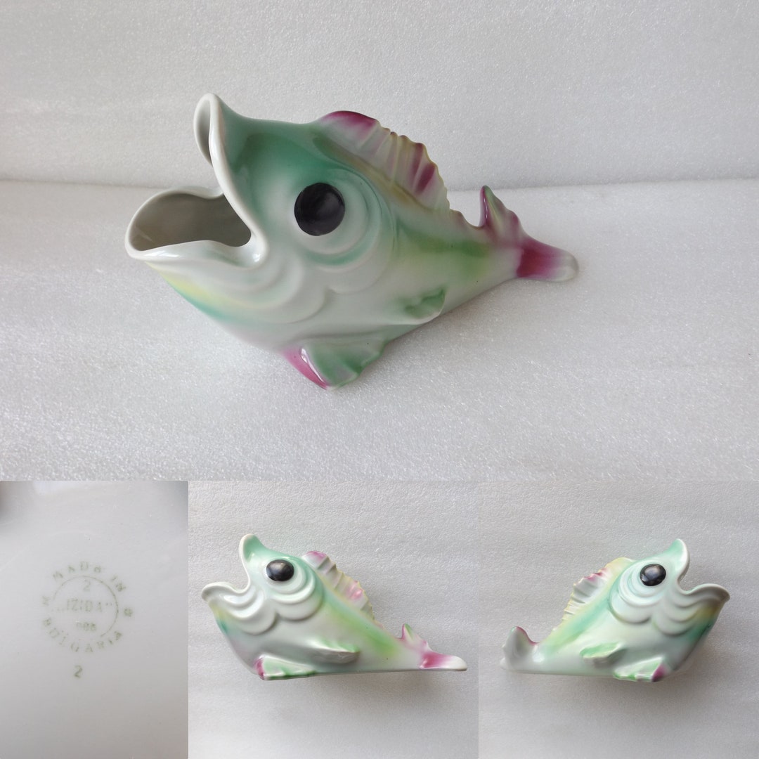 Beautiful Vintage Big Fish Porcelin Figure With Big Open Mouth ...