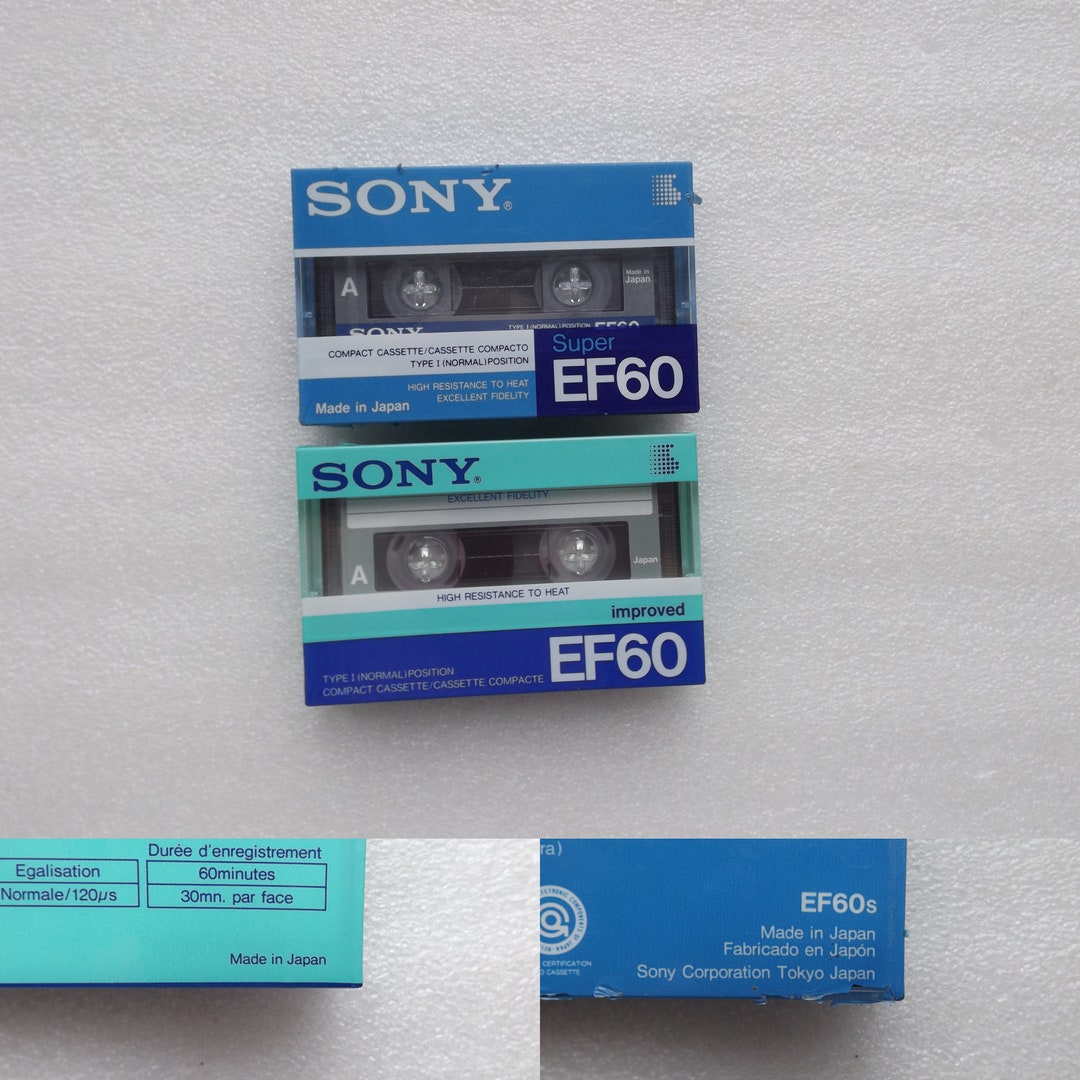 2 X Audio Cassette Blank Tape , SONY EF 60 (super and Improved) Made in ...