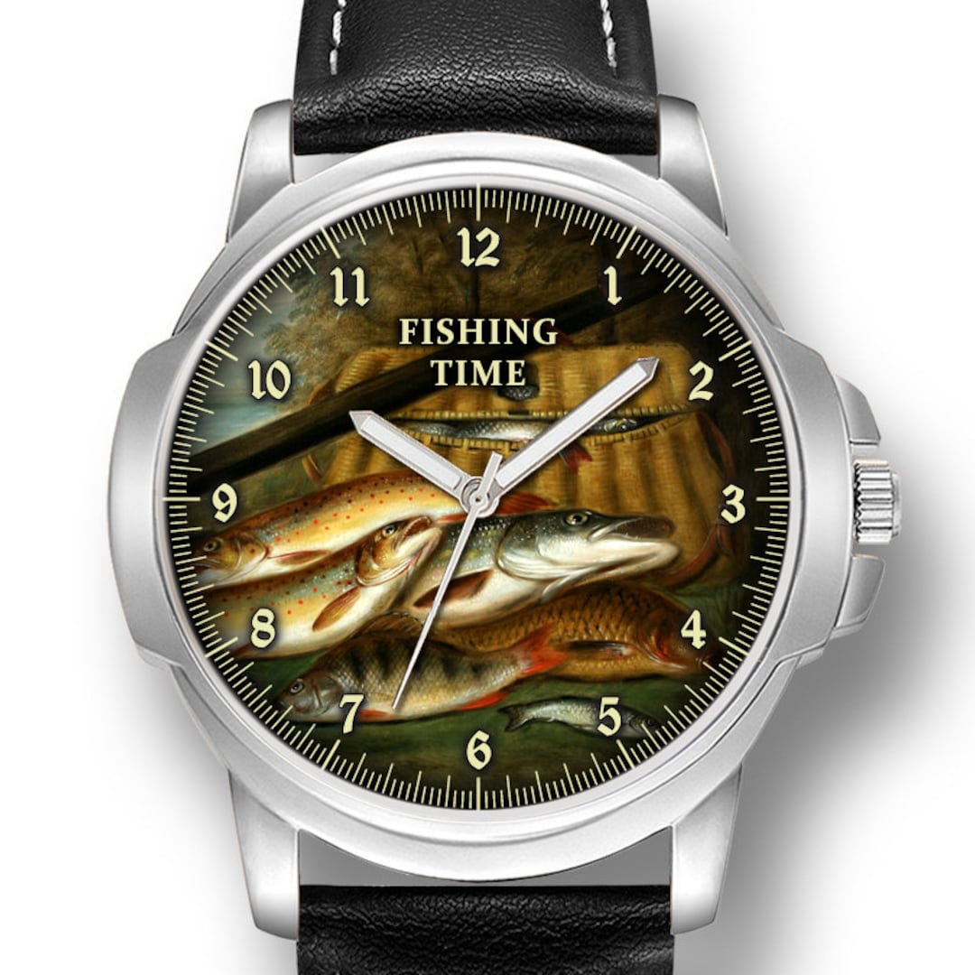 Fishing Time Fishermans Gents Mens Wrist Watch Birthday Best Gift ...