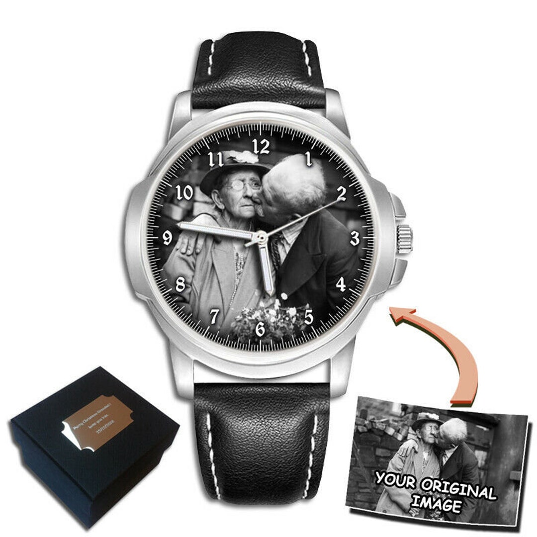Personalised Engraved Gents Men's Photo Wrist Watch Birthday ...
