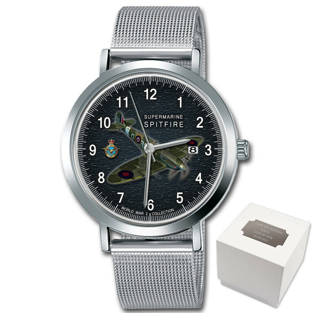 Supermarine Spitfire Raf Gent's Wrist Watch Mesh Bracelet Birthday ...