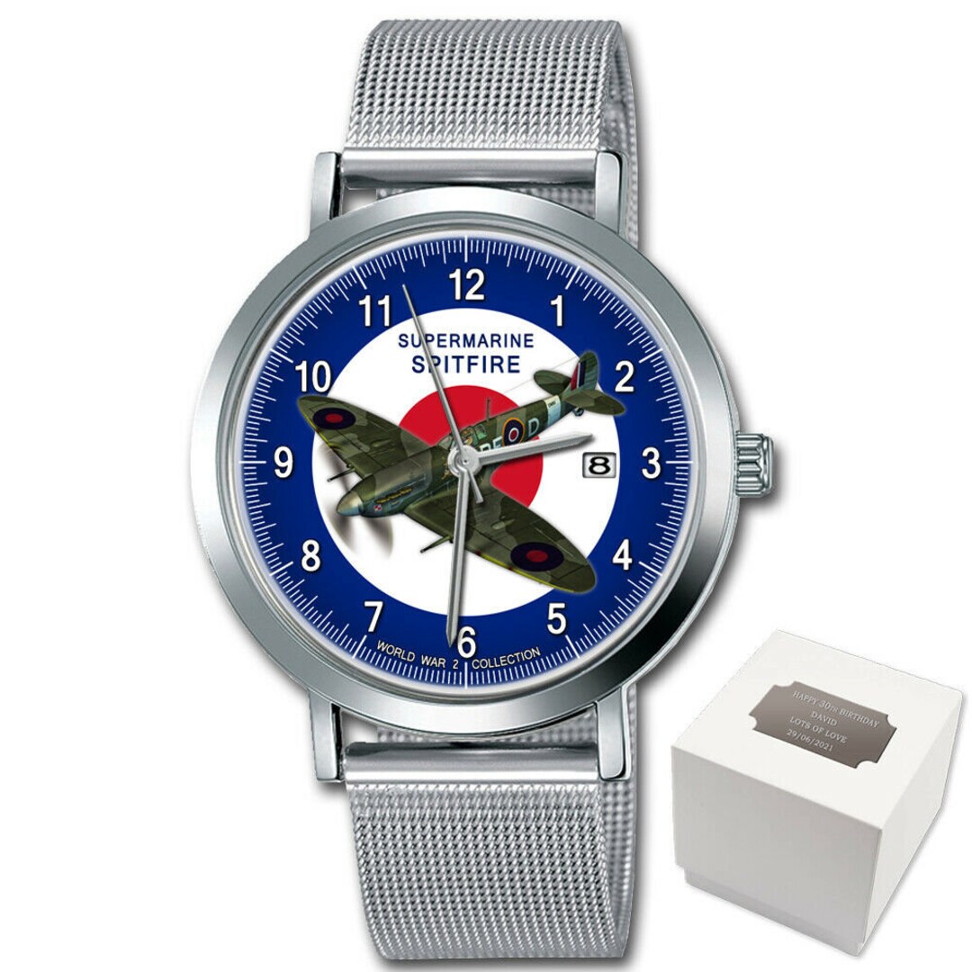 Supermarine Spitfire Aircraft Men's Wrist Watch Bracelet Birthday ...