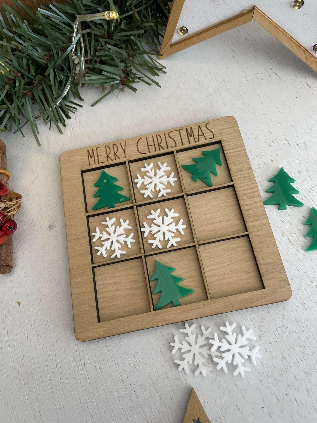Christmas Tic Tac Toe Wooden Party Game Table Favour - Etsy