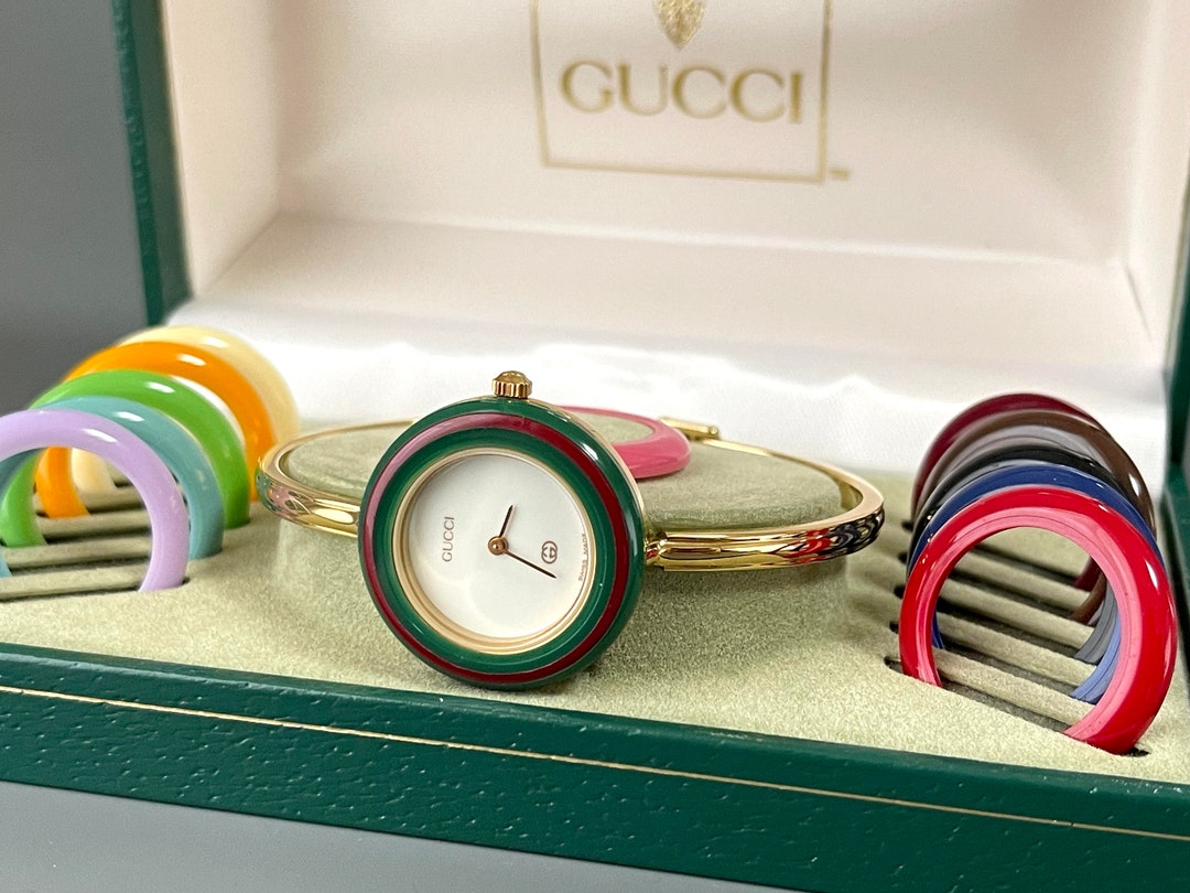 MINT GUCCI Change Bezel 11/12 Colors Bangle Ring Watch - Etsy MINT GUCCI Change Bezel 11/12 Colors Bangle Ring Watch - Etsy