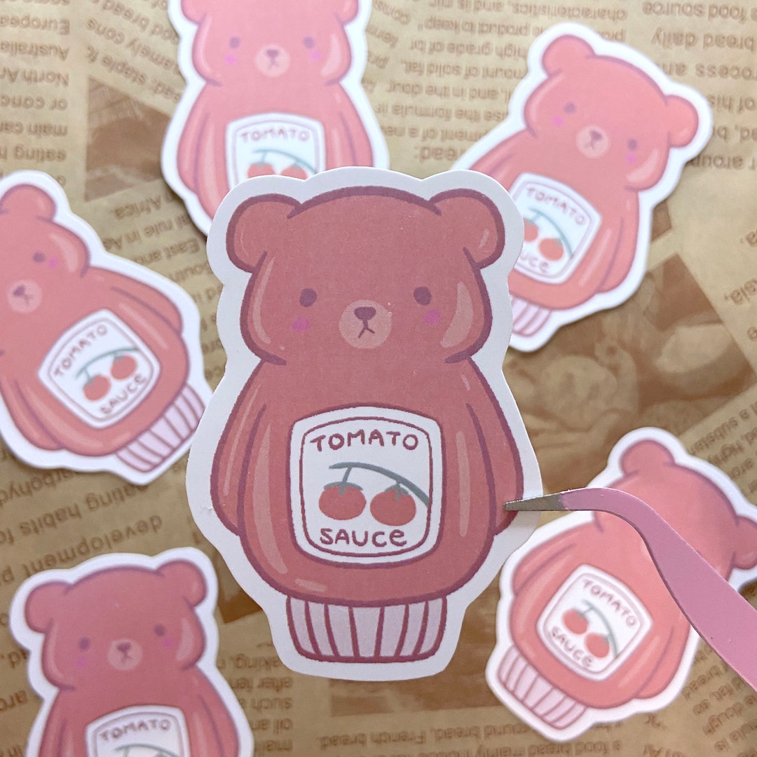 Bear Tomato Sauce Stickers Vinyl Waterproof Sticker - Etsy