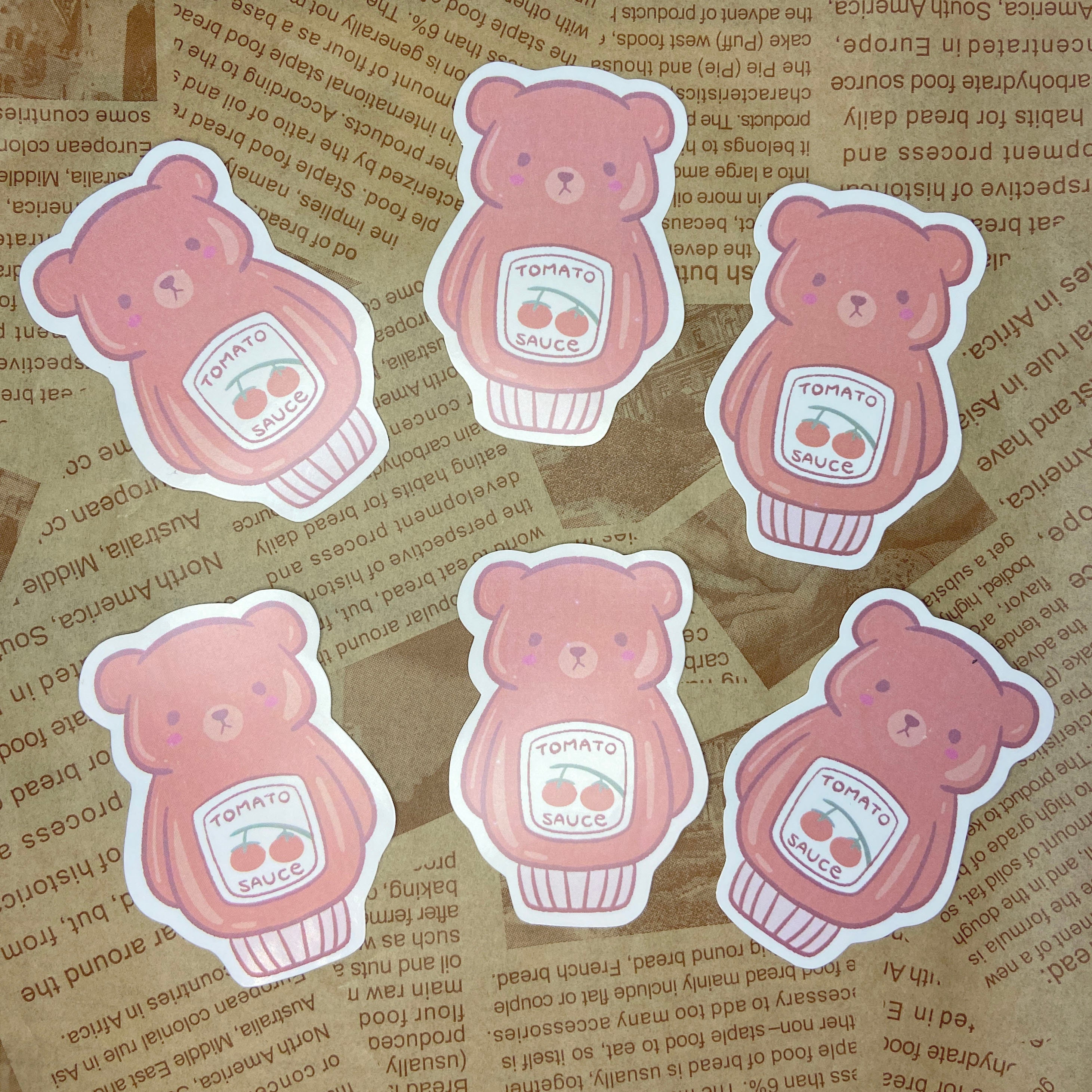 Bear Tomato Sauce Stickers Vinyl Waterproof Sticker - Etsy
