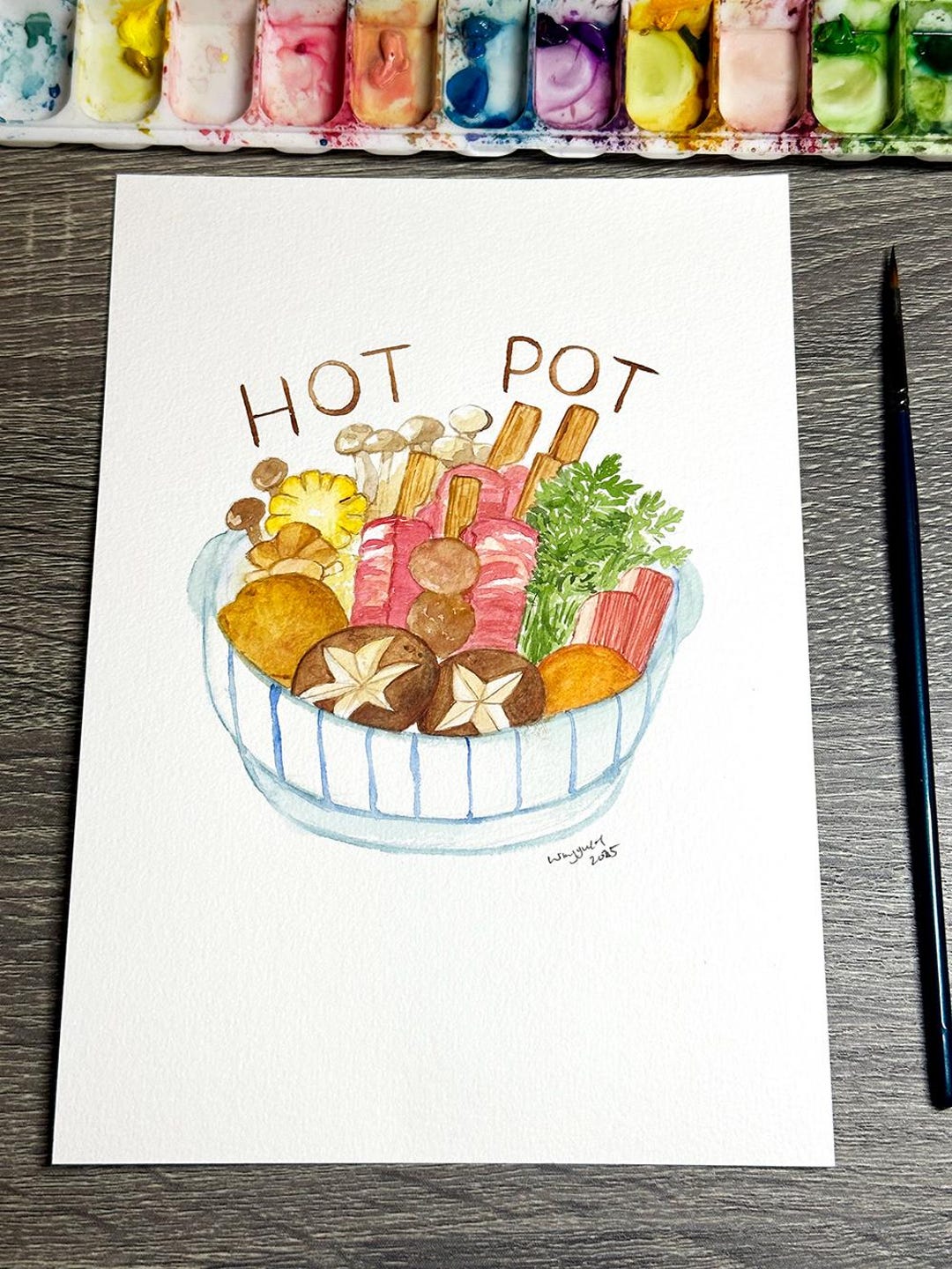 Original Painting HOT POT Food Watercolor Painting Wall Art - Etsy