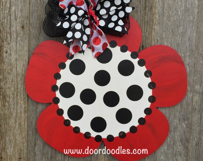 Red Flower With Polka Dot Center Front Door Hanger Decoration - Etsy